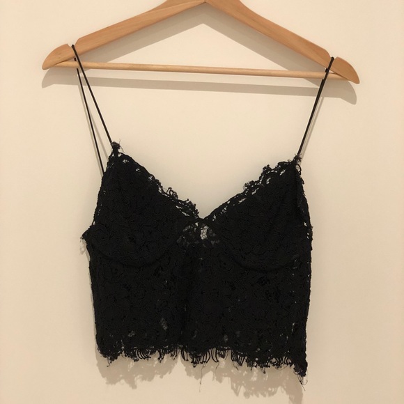 Tops | Zara Black Lace Spaghetti Top | Poshmark